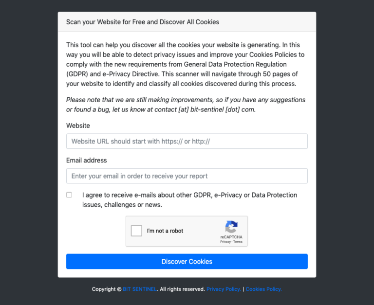 Free Cookies Scanner | Extract Website Cookies - Bit Sentinel